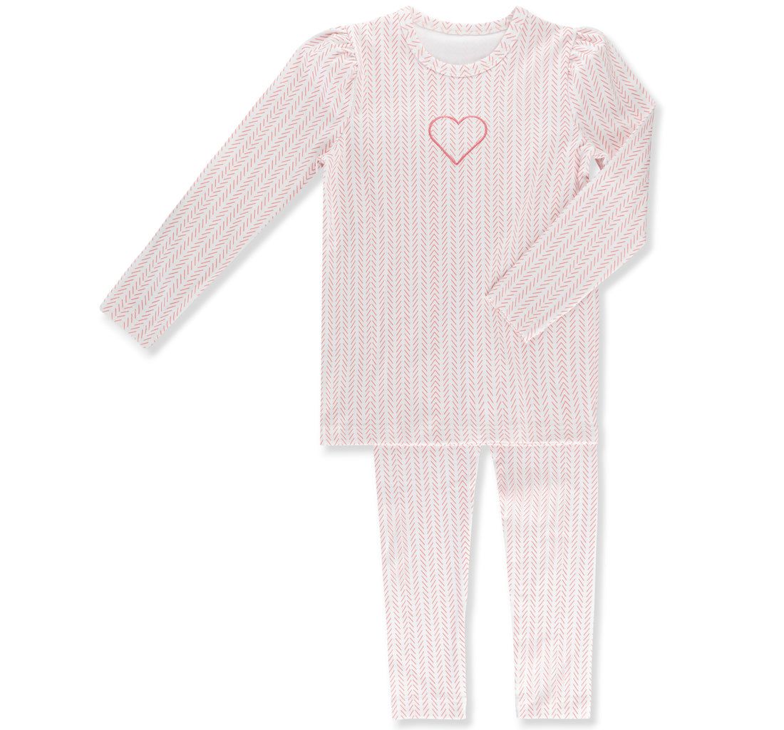 Heart Herringbone Kids Pajama | Cozy Sleepwear | Little Label